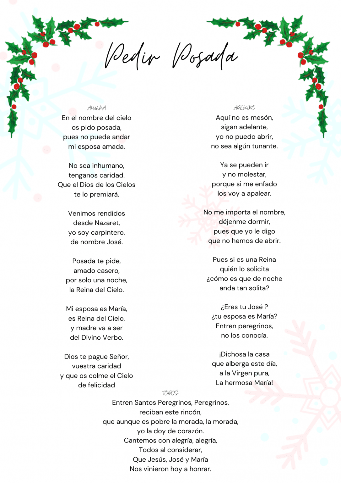 Canción para pedir posada | Letra PDF Gratis